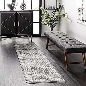 nuLOOM Melina Distressed Grecian Runner Rug, 2' x 6', Grey