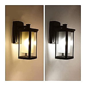 TAMSOI Outdoor Modern Garden Wall Light Lantern Exterior Clear Diffuser LED Compatible Wall Lamp Black Finish Wall Mount Sconce for Porch Garage Entrance