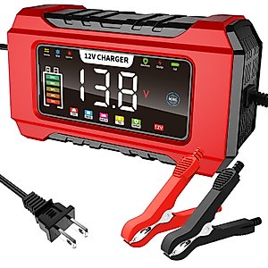 YONHAN Battery Charger 6Amp Smart Car Battery Trickle Charger Automotive with LED Color Display, 12V Battery Maintainer Desulfator for Car, Truck, Motorcycle, Lawn Mower & Marine Lead Acid Batterie