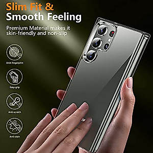 SPIDERCASE for Samsung Galaxy S23 Ultra Case, with 2 Pcs [Camera Lens Protector+Soft Screen Protector], [Anti-Yellowing] [Military Grade Shockproof] Slim Thin Galaxy S23 Ultra Case 6.8"，Clear