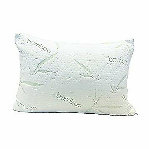 Memory Foam Travel Pillow - Camping Pillow - Cooling Rayon Made from Bamboo and Polyester Cover - Machine Washable - Great for Airplanes and Cars