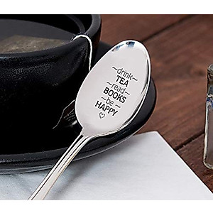 Drink Tea Read Books Spoon-Tea Lover Spoon - Book Lover Gift - Reader Gift-Tea Drinker Present-Graduation Gift- Do Well Exam Theme