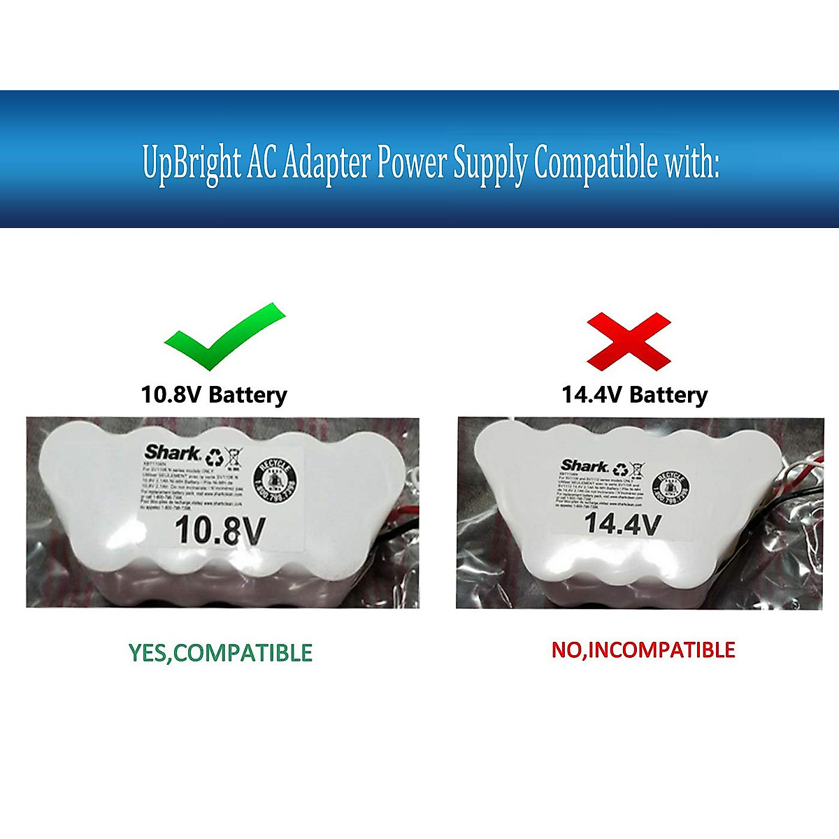 UpBright 15V AC/DC Adapter Compatible with Shark SV1106N 10.8V Battery Vacuum Cleaner E-TEK ZD6W150020US SV7728 SV6614 AD-1520-UL SV7728C SV748 N D9300-04 SV60_N YinLi YLS0121A-T150045 450mA Charger