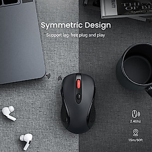 Wireless Mouse - Computer Mouse Ergonomic 2.4G USB, 5 Adjustable DPI Page Down/Up Buttons Laptop Mouse for Desktop PC MacBook