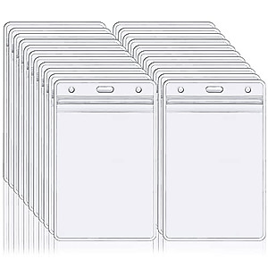EcoEarth Vertical ID Badge Holder (Sealable 2.25x3.5 inch Premium Bulk 100 Pack) ID Holder, ID Card Holder Bulk, Name Badge Holder, Name Tag, Plastic Badge Holder, Badge Protector, Clear Card ID Tag
