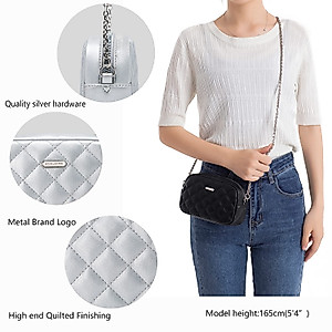 David Jones Trendy Small Cute Silver Bag, Faux Leather Crossover Long Over the Shoulder Womens Purses and Handbags with Chain Strap