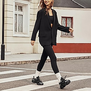 BEAU TODAY Chunky Sneakers for Women,Women Fashion Platform Sneakers,Leather Comfortable Casual Walking Dad Shoes Black US 6.5