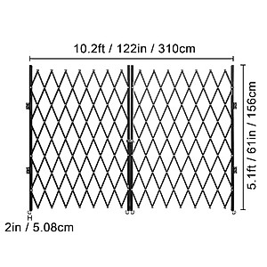 VEVOR Double Folding Security Gate, 63.39" H x 122" W Folding Door Gate, Steel Accordion Security Gate, Flexible Expanding Security Gate, 360° Rolling Barricade Gate, Scissor Gate or Door with Keys