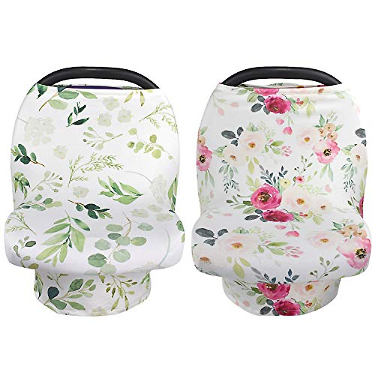 NEWITIN 2 Pieces Flower Nursing Cover Breastfeeding Scarf Baby Car Seat Covers, Infant Stroller Cover, Carseat Canopy for Girls and Boys