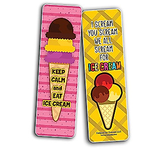 Funny Ice Cream Quotes Bookmarks (30-Pack) - Classroom Reward Incentives for Students and Children - Stocking Stuffers Party Favors & Giveaways for Teens & Adults