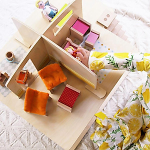 HABA Little Friends Dollhouse Town Villa with 10 Pieces of Furniture