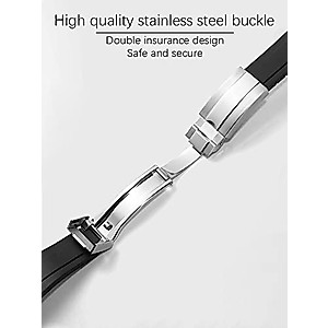 Wentokye 20mm Curved Lug End Rubber Strap Watchband for Men & Women Watches-Replacement for Rolex,Tudor, Omega & Seiko Colors:Black