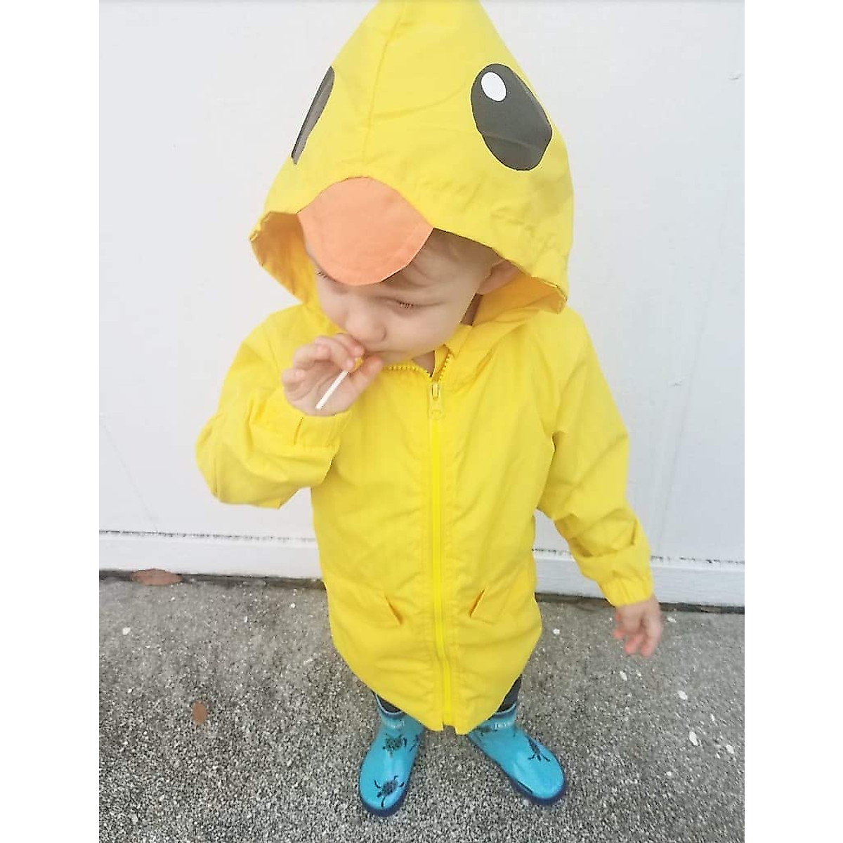 YOUNGER TREE Toddler Baby Boy Girl Duck Raincoat Cute Cartoon Hoodie Zipper Coat Outfit (Yellow, 24 Months)