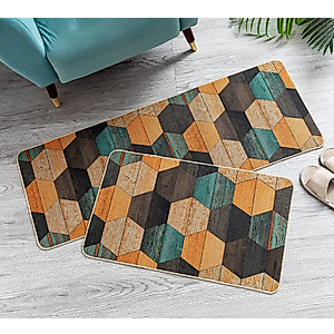 Kitchen Mat Set - Non Skid Kitchen Rugs and Mats Anti Fatigue Kitchen Floor Mats Rubber Back Absorbent Washable Kitchen Rug Set 2 Piece 17''x29''+17''x47'' LISIBOOO