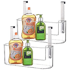 HIEEY 2 PACK Over the Cabinet Door Organizer Holder,Wall Mounted Storage Rack Hanging Shelf for Kitchen Cabinet, Cupboard, Pantry Door or Bathroom Shower Cosmetic