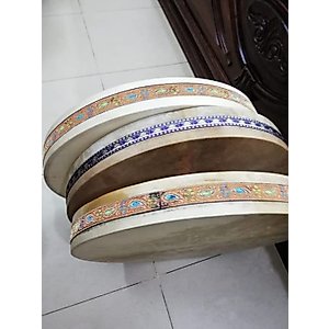 Natural Sounding Percussion Ocean Drum with Wave Beads and Hardwood Frame, Both Side Goat Skin 16" 20 inch (20 inch)