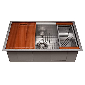 ZLINE 30" Garmisch Undermount Single Bowl Scratch Resistant Stainless Steel Kitchen Sink with Bottom Grid and Accessories (SLS-30S)