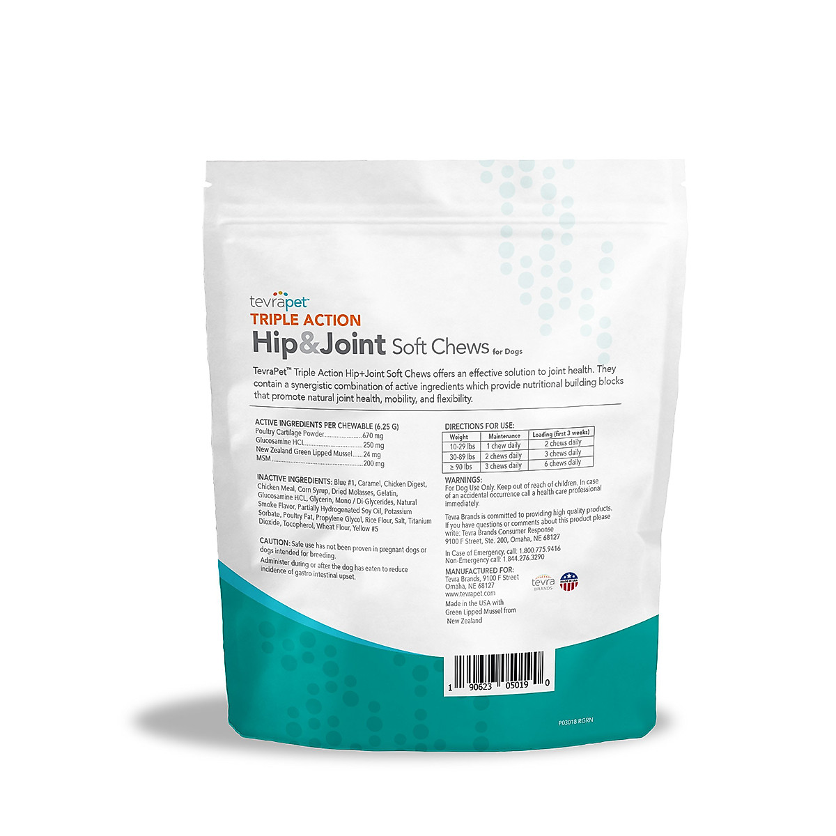 TevraPet Triple Action Hip & Joint Soft Chews, 60 daily chews, 13.2 oz