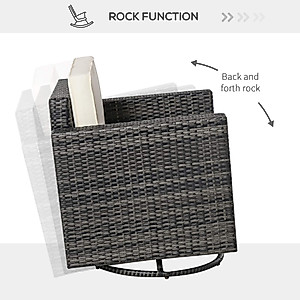 Outsunny Outdoor Swivel Rocker, PE Wicker Dining Chair, 360 Degree Swivel Patio Glider with Cushions for Backyard, Lawn, Garden, Deck, Porch, Steel Frame, Cream White