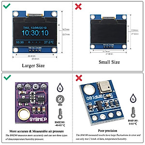 KeeYees WiFi ESP8266 Weather Station Kit for IoT with Tutorial, GY-BME280 Temperature Humidity Atmospheric Pressure Sensor + 1.3" OLED IIC LCD Display + 2 Set Jumper wire