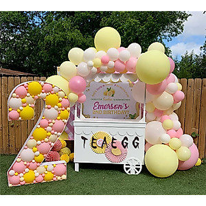 Boognt DIY Pink Yellow White Balloon Garland Kit Arch Kit 160PCS Balloons for Lemonade Girls First Birthday You are my Sunshine Kids Bee Day Sunflower Oh Baby Shower Bridal Shower Balloon Party Decor