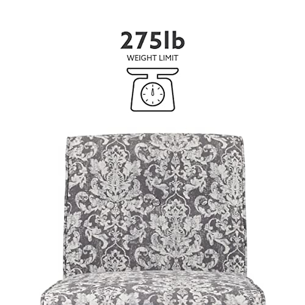 Linon Coco Accent Chair, Gray Damask