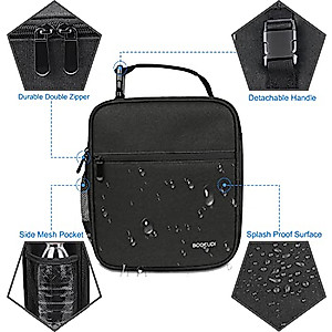 BOOEUDI Lunch box, Lunch Bag, lunch box for men, Reusable Portable Lunch Bag for Women, Durable Adults Tote Bag Lunchbox for Office, Work, Beach, Fishing, Picnic, Travel, Black