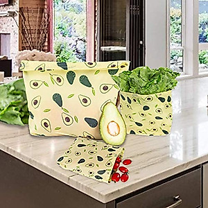 LSJTZ Beeswax Cloths for Groceries, Beeswax Bread Bags Made of Organic Cotton, Reusable Oilcloths Cling Film, Fruit and Vegetable Bags for Zero Waste (3335cm)