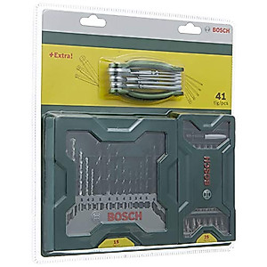Bosch Home and Garden 2607017333 15 Mixed Drill 25-Piece Screwdriver bit Set + Folding hex Tool