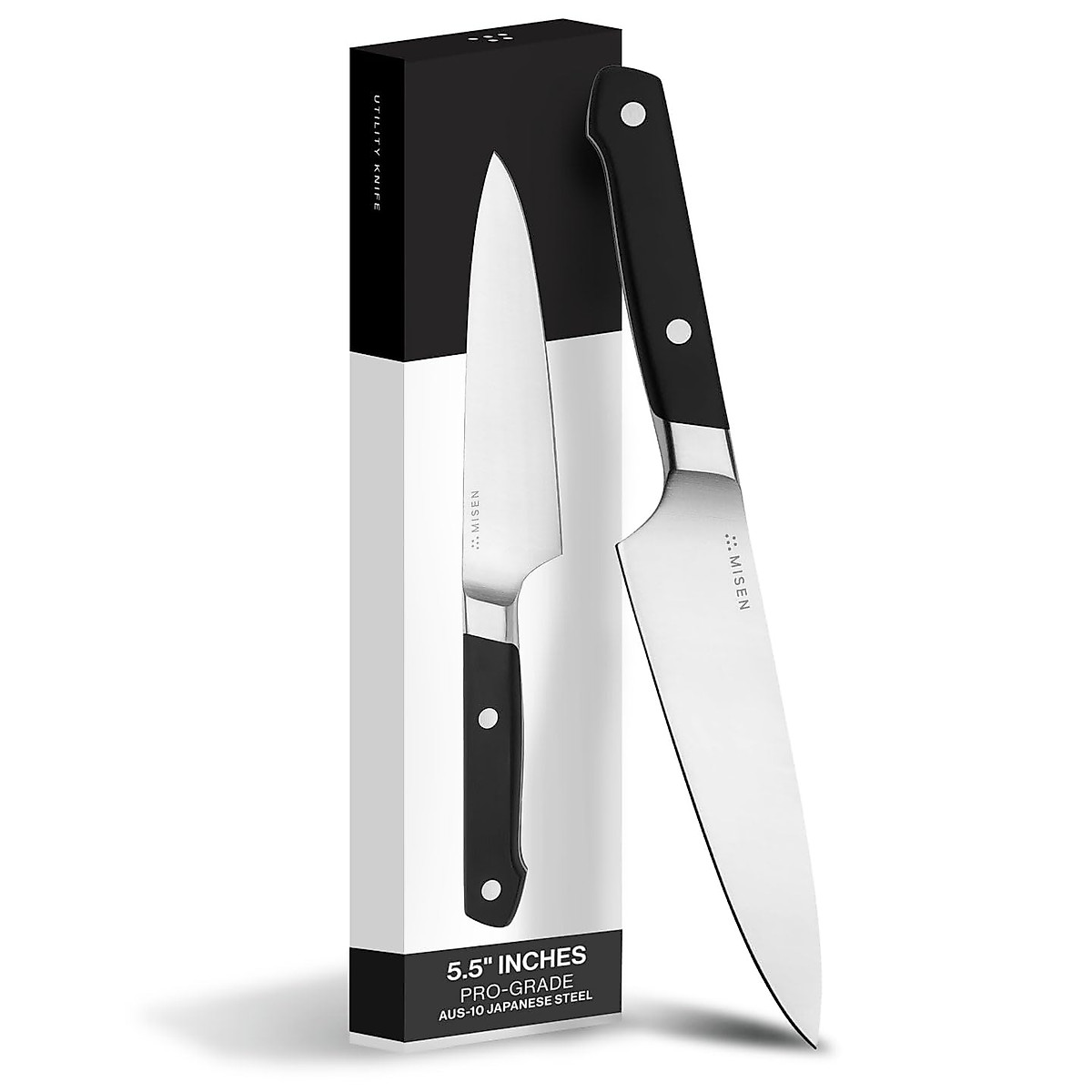 Misen 5.5 Inch Utility Knife - High Carbon Stainless Steel Kitchen Knife for Chopping & Slicing - Ergonomic Design for Culinary & Professional Chefs - Black