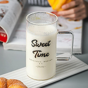 Ochine Glass Jar Mugs Drinking Glasses with Lids and Handle 24 oz Clear Water Glasses Cups Reusable Clear Coffee Bottles Set for Cold Beverages, Decoration, Storage, Party Favors, Cocktails 1 Pack