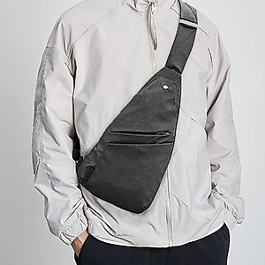 Seoky Rop Slim Sling Bag Small Ultra Thin Water Resistance Crossbody Chest Shoulder Backpack Personal Pocket Bag Dark Grey