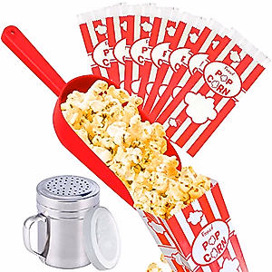 CUSINIUM Red Popcorn Scoop 16oz, Dredge and Popcorn Bags