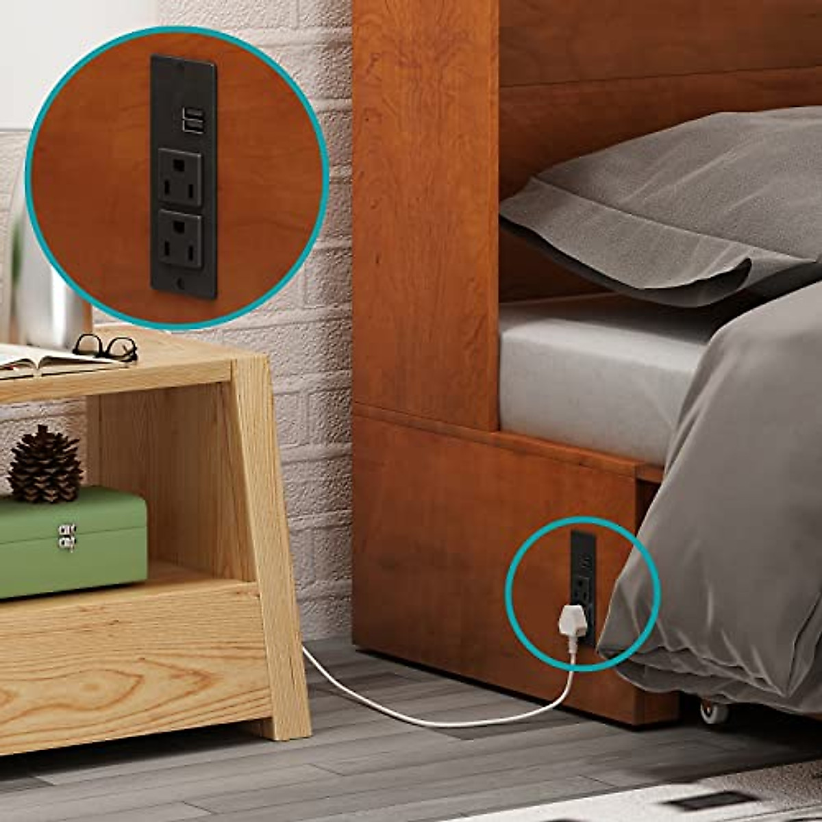 BALUS Modern Murphy Bed Cabinet with Mattress,Muti-Functional Cube Cabinet Bed with USB Charging Station&2 Large Drawers&3 Level Folding Foam Mattress for Apartment/Living Room/Loft,Queen (Redwood)