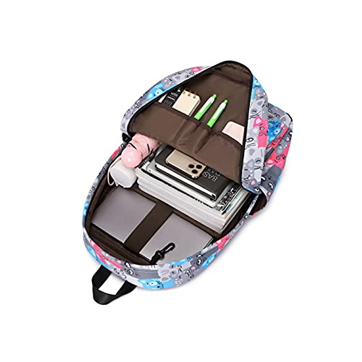 Wadirum Girl Casual Laptop Backpack Lightweight Bookbag for Women Cat