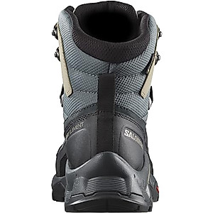 Salomon Women's QUEST ELEMENT GORE-TEX Leather Hiking Boots for Women, Ebony / Rainy Day / Stormy Weather, 8