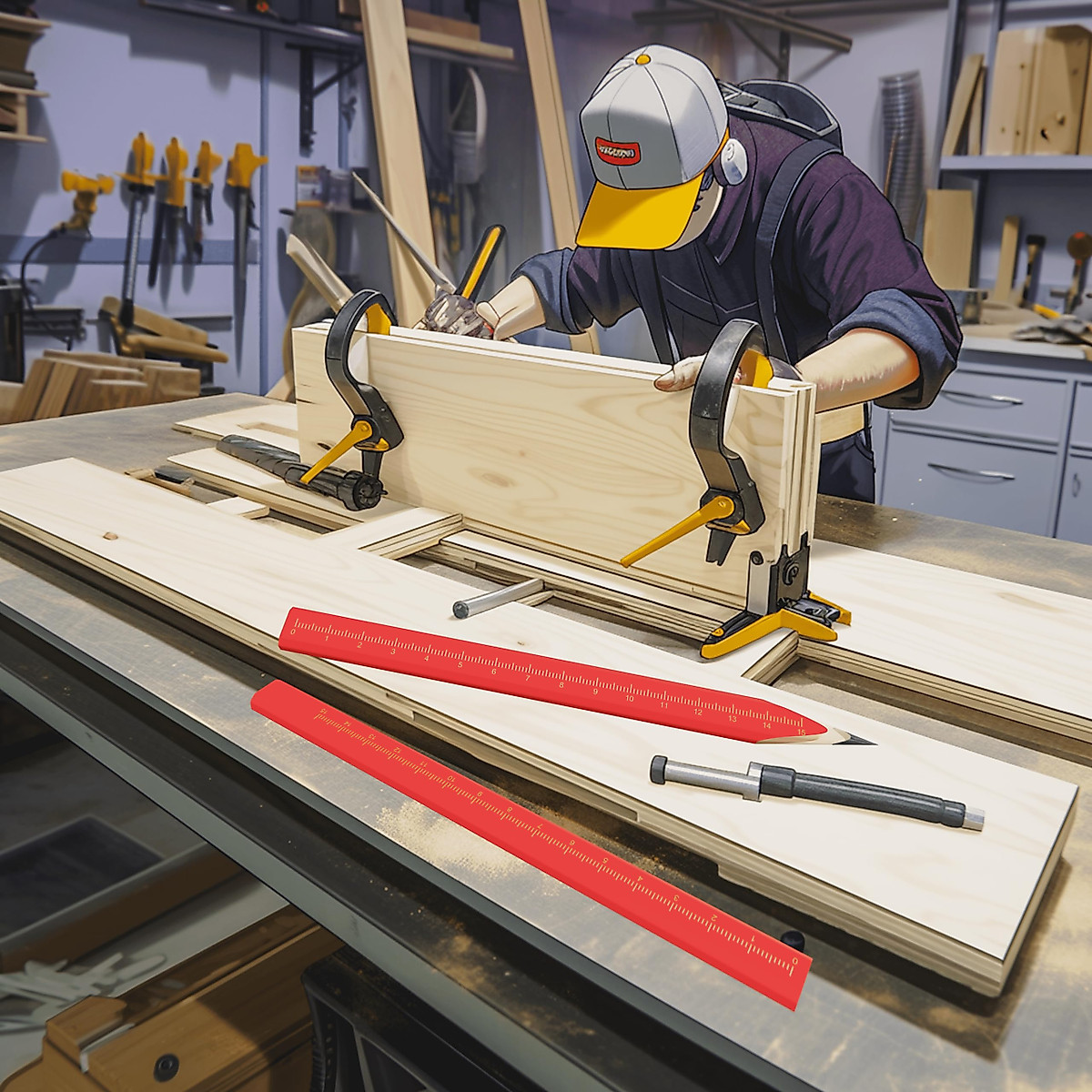 KR. LIF 8 PCS Carpenter Pencils Construction Pencil, Carpenter Marking Pencil for Woodworking Concrete Scriber Marking Tool