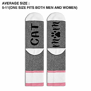 GOTAHAU Cat Mom Socks (1 Pair), Cat Mom Gifts, Mother's Day Kitty Lover Gift, Casual Novelty Christmas Mom Birthday Gifts -040