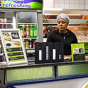 Cup Lid Organizer Acrylic Sauce Cup Dispenser 4 Compartments Countertop or Wall Mountplastic Sauce Cups and Lids Organizer Storage Holder Restaurant Supplies for Party Kitchen (Black)