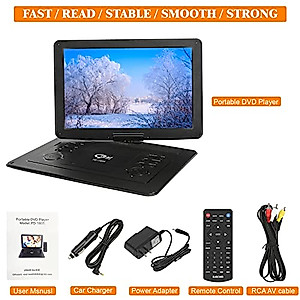 17.9" Portable DVD Player with 15.6" Large HD Screen,Support AV-in/Out and Multiple Disc Formats ,High Volume Speaker,with Extra Carrying Bag,Black……