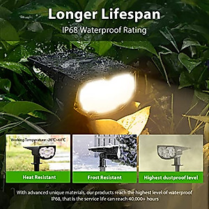 AloftSun Solar Spotlight, IP68 Waterproof Solar Outdoor Lights, 6500K/ 700LM Solar Landscape Lights for Yard Garden Pathway, Auto ON/Off, Dusk to Dawn, 2 Brightness Modes-2 Pack