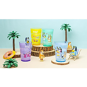 Zak Designs Bluey Nesting Tumbler Set Includes Durable Plastic Cups with Variety Artwork, Fun Drinkware is Perfect for Kids (14.5 oz, 4-Pack, Non-BPA)