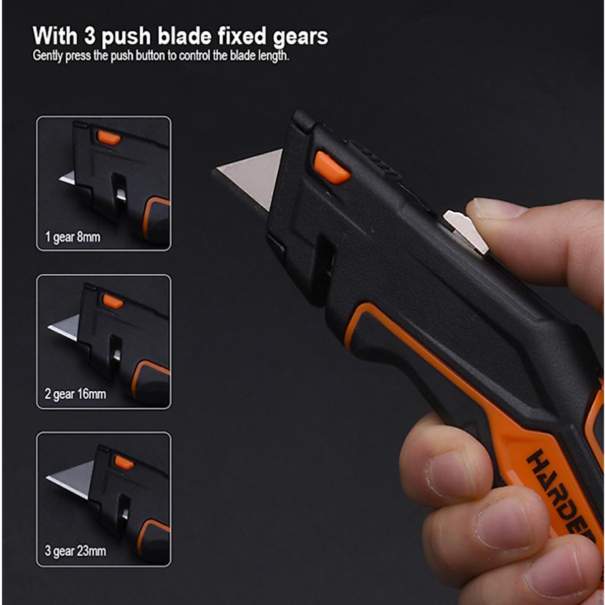 Edward Tools Pro Utility Knife with Retractable Blade - Heavy Duty SK5 Steel Blades Included - Easy Blade Change - Safety Lock System - Wire Cutter Opening - Box Cutter Cardboard