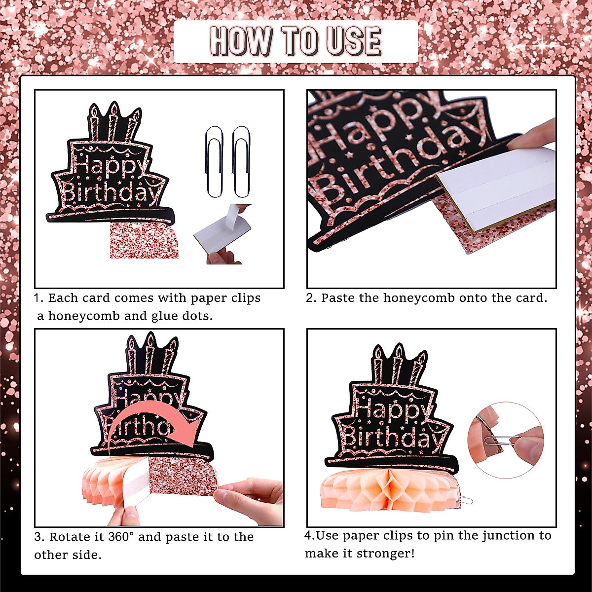 Refavor 60th Birthday Decorations Women - 9pcs 60th Birthday Decor Honeycomb Centerpieces Rose Gold Supplies 60th Birthday Party Decorations Pink Table Birthday Decorations Women