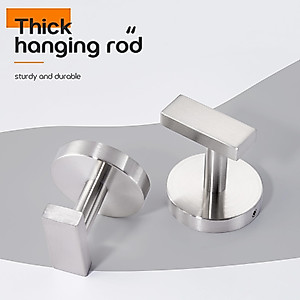 AONEON Robe Hook Brushed Nickel Bath Towel Hooks Stainless Steel Wall Hooks for Bathroom Kitchen Closet Garage Door Hanger 2 Pack, AN1001BR-P2