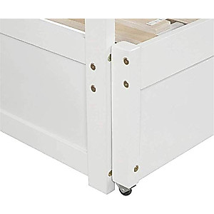 MERITLINE Daybed with Trundle,Twin to King Trundle Bed Extendable Design, Wooden Daybed/Sofa Bed for Bedroom Living Room,No Box Spring Needed,White