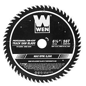 WEN BL6556 6.5-Inch 56-Tooth Carbide-Tipped Thin-Kerf Professional ATAFR Track Saw Blade with PTFE Coating