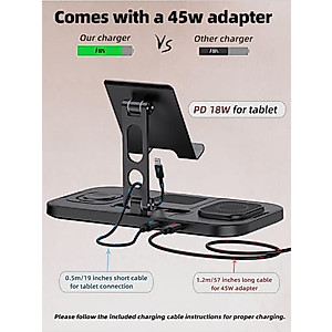 Wireless Charging Station for Apple, Wired Charger for iPad Charging Station, 4 in 1 Wireless Charging Stand Multiple Devices for iPhone 15 Pro Max 14 13 12, iWatch 8 7 6 5 4 3 2 Se, Airpods 3 2 Pro