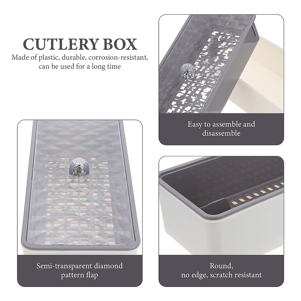 Zerodeko Chopsticks Case with Lid Chopsticks Container Cutlery Case Cutlery Holder Box Kitchen Utensils Gadgets Storage Organizers White