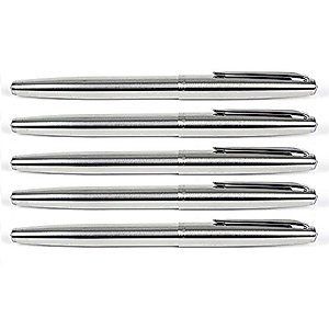 Gullor 5 PCS Stainless Steel EF Nib Classic Fountain Pens Set with Ink Converters